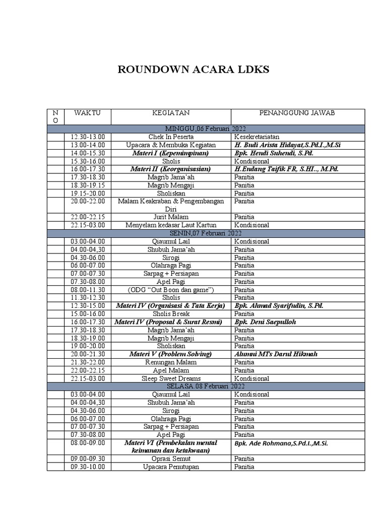Roundon Acara 3 HARI DI SEKOLAH | PDF