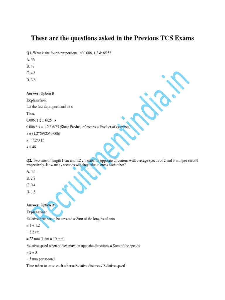 These Are The Questions Asked in The Previous TCS Exams: Q1. What Is ... These Are The Questions Asked in The Previous TCS Exams: Q1. What Is ...