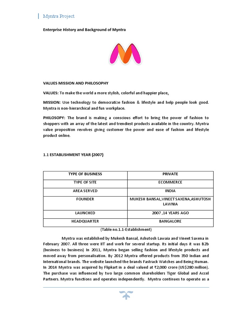 Myntra Project | PDF | Organizational Structure | Retail