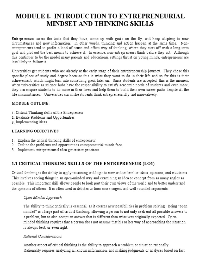 CESocSci4 - Module 1 - Content | PDF | Entrepreneurship | Mindset