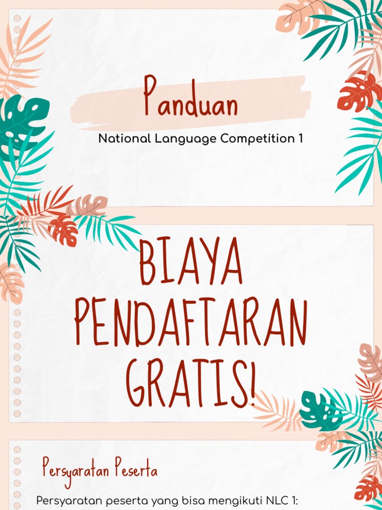 PANDUAN KOMPREHENSIF UNTUK PESERTA NATIONAL LANGUAGE COMPETITION 1 | PDF