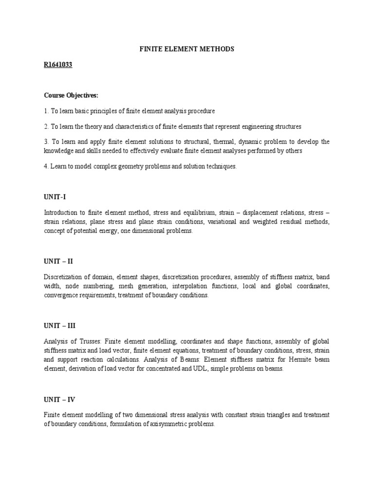 Finite Element Methods | PDF | Finite Element Method | Stress (Mechanics)