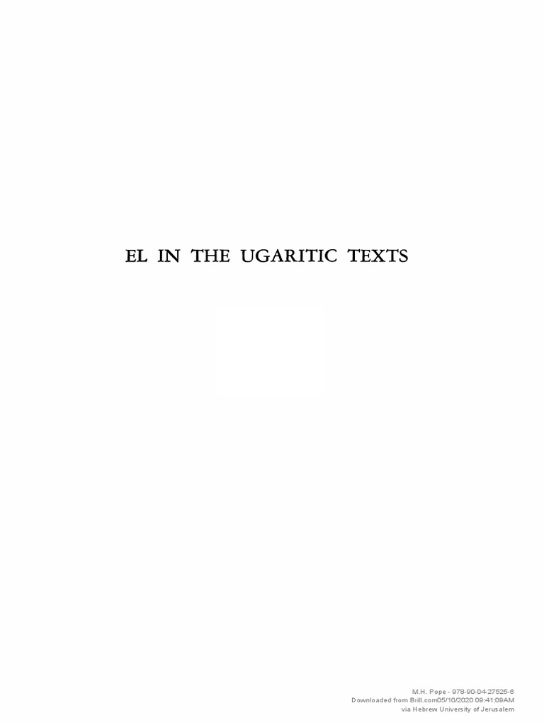 El in The Ugaritic Texts) El in The Ugaritic Texts | Download Free PDF ...