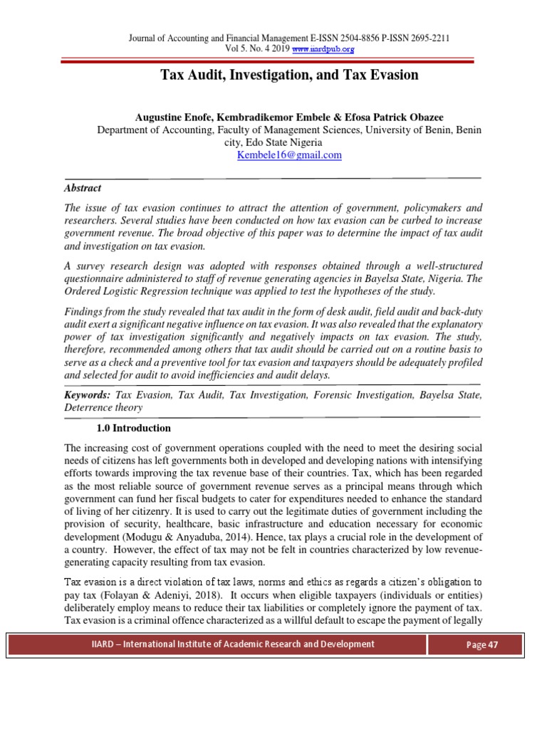 Tax Audit, Investigation | PDF | Taxes | Tax Evasion