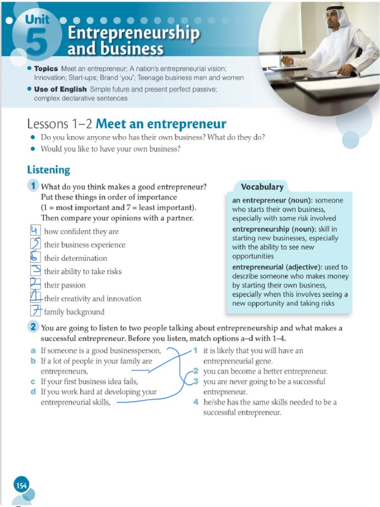 Meet An Entrepreneur: Lessons 1-2 | PDF | Entrepreneurship | Cognitive ...