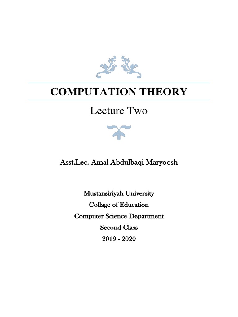 Computation Theory Lecture Two Pdf Phrase Cognitive Science