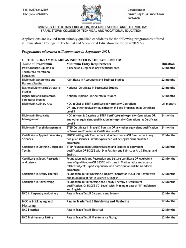 FCTVE Advert 2021 - 2 | PDF | Diploma | Vocational Education
