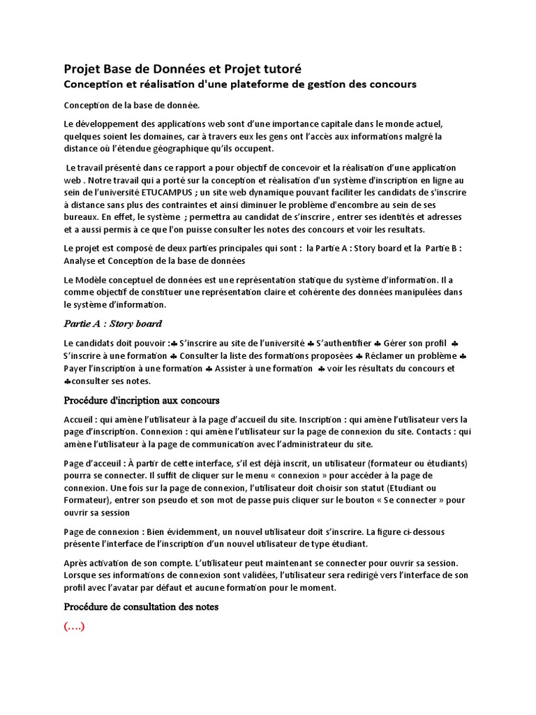 Rapport Projet Base de Données Et Projet Tutoré | PDF | Application | Bases de données
