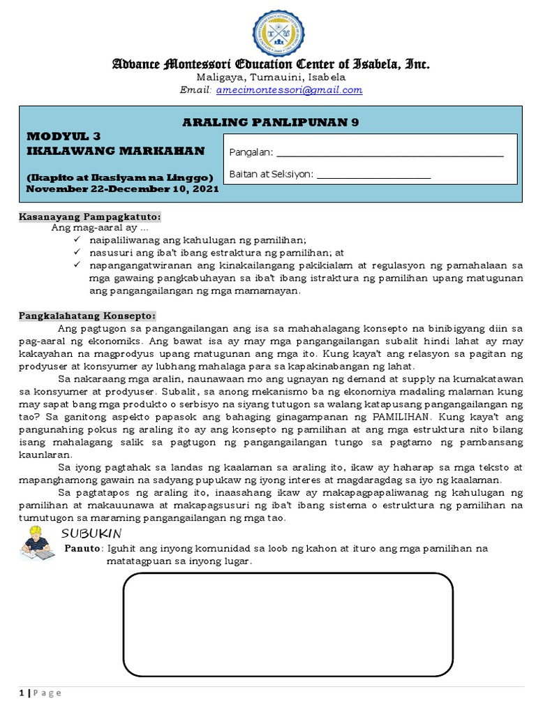 Araling Panlipunan 9 Week 7 9 Q2 | PDF