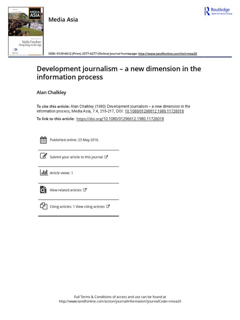 Development Journalism New Dimension by Chalkley - 1980 | PDF ...