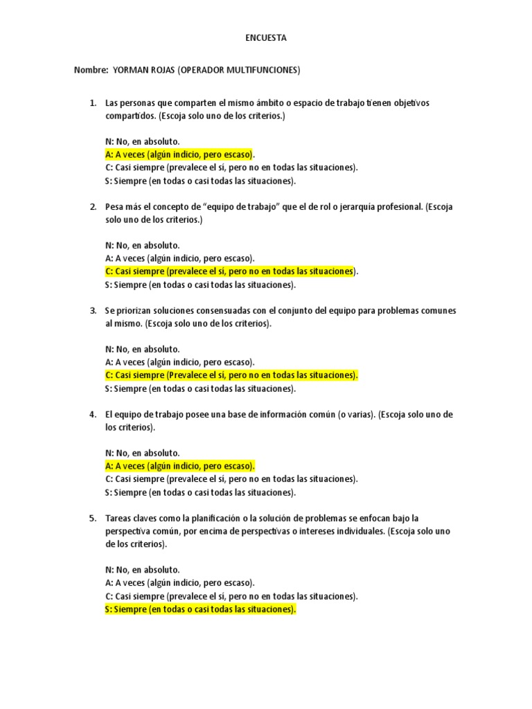 Encuesta Operador | PDF | Cognición