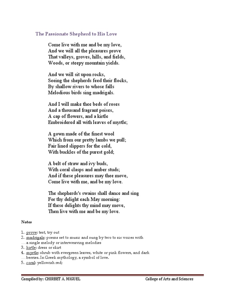 1the Passionate Shepherd To His Love | PDF