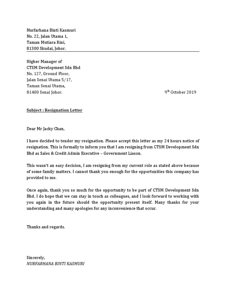 Contoh Resign Letter | PDF