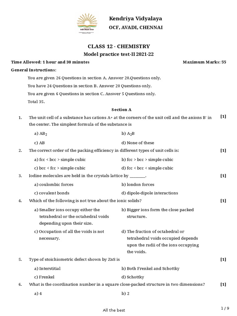 Model Practice test-II Chemistry | PDF | Glucose | Chemical Substances