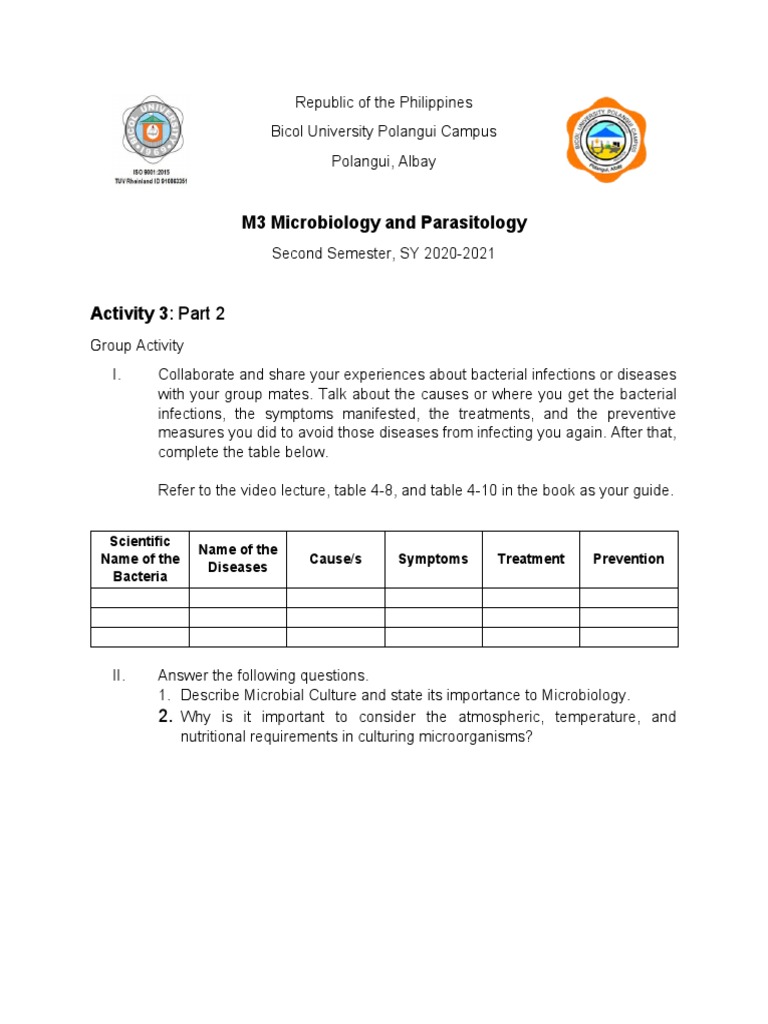 Activity 3 Part 2 in Microbiology and Parasitology | PDF | Self-Improvement