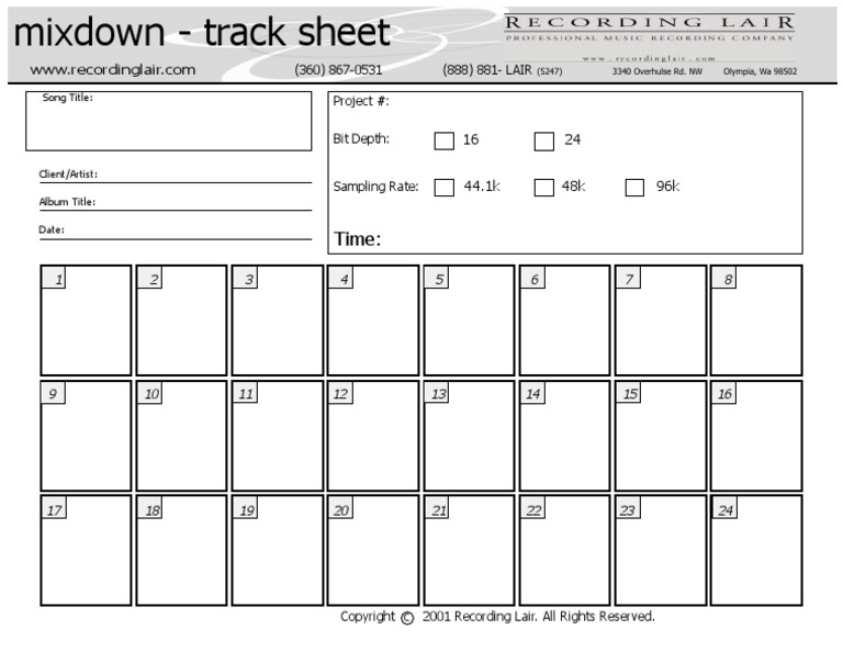 Track Sheet | PDF
