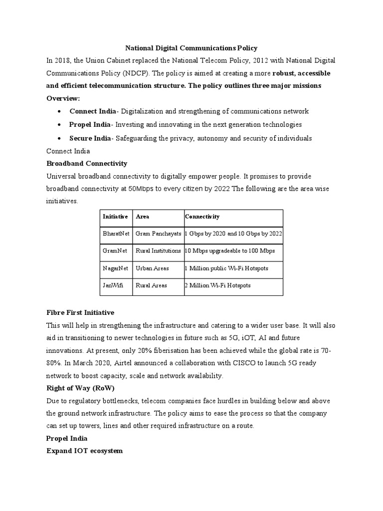 National Digital Communications Policy: 50Mbps To Every Citizen by 2022 ...