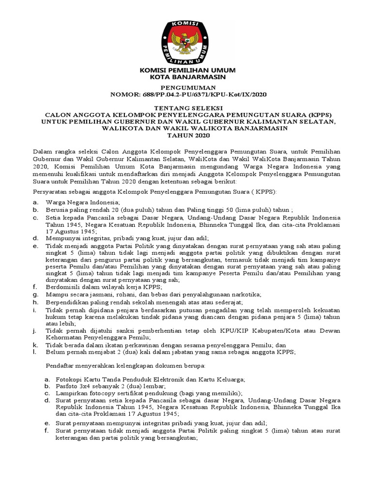 Contoh Formulir KPPS | PDF