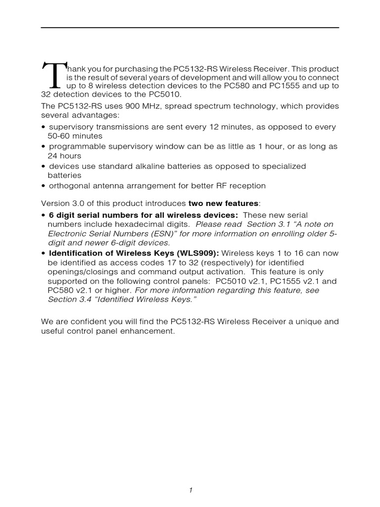 PC5132 v3.0 Installation Manual | PDF | Wireless | Mobile Device