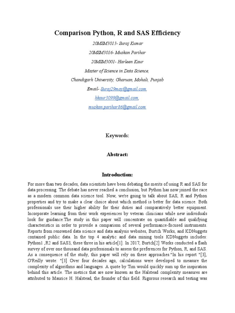 Comparison Python, R, SAS | PDF | Sas (Software) | Python (Programming Language)