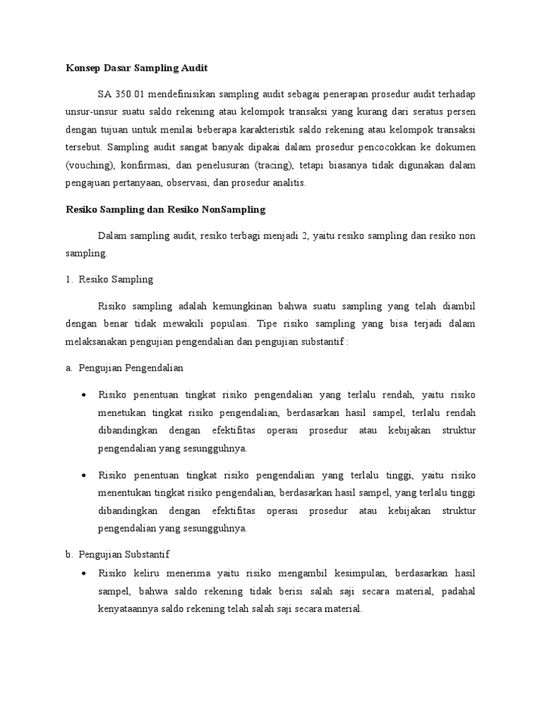 Konsep Dasar Sampling Audit | PDF