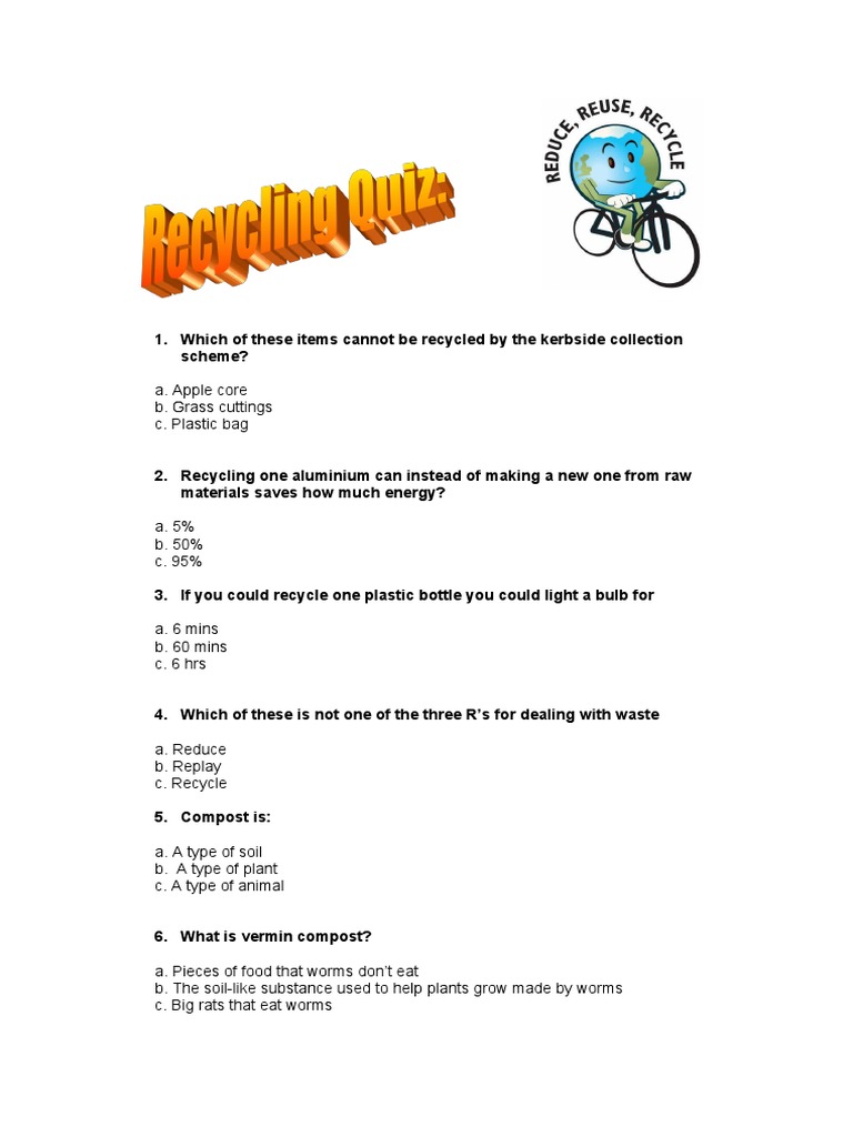 Kids Recycling Quiz | PDF