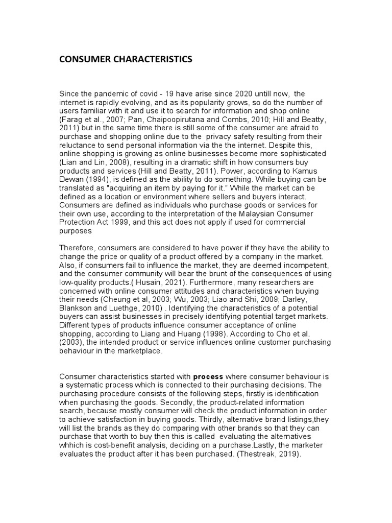 Consumer Characteristics | PDF | Consumer Behaviour | Behavior