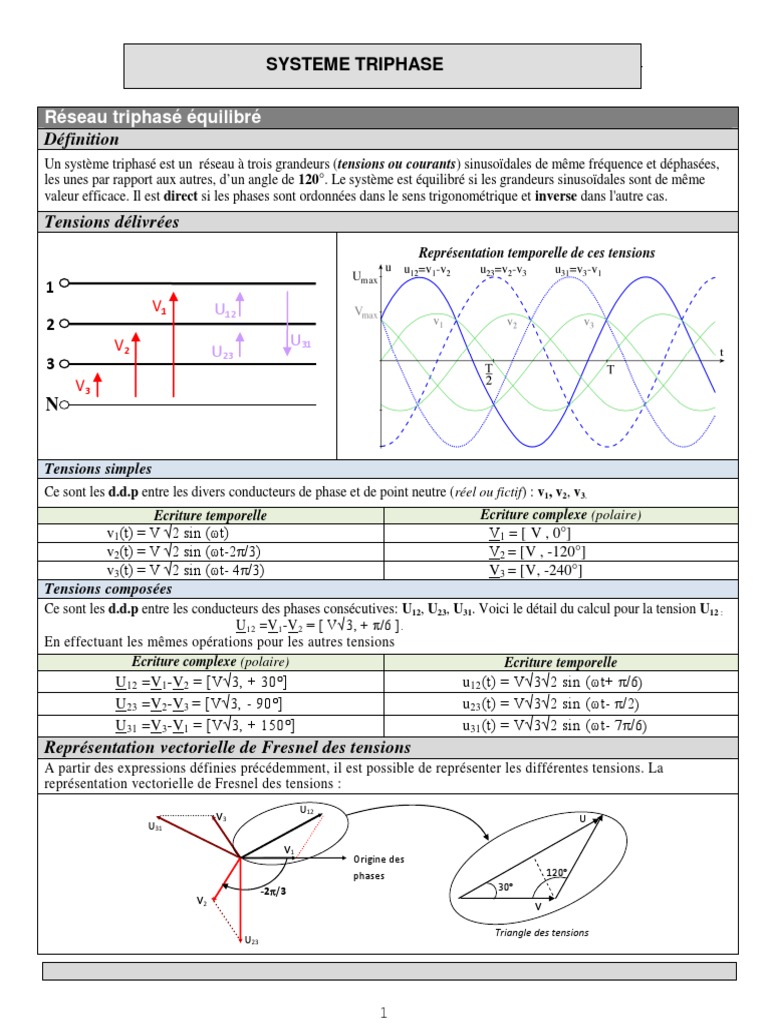 Cours Système Triphasé | PDF | Condensateur | Puissance (physique)
