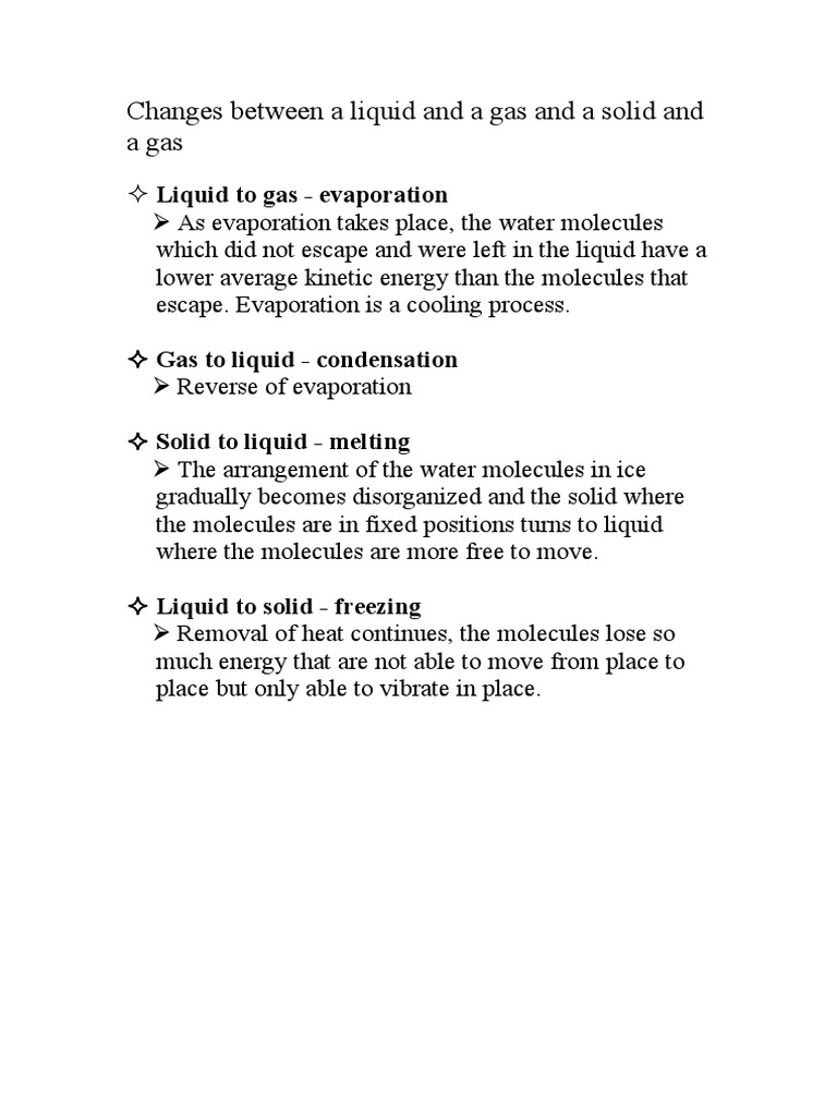 Changes Between A Liquid and A Gas | PDF