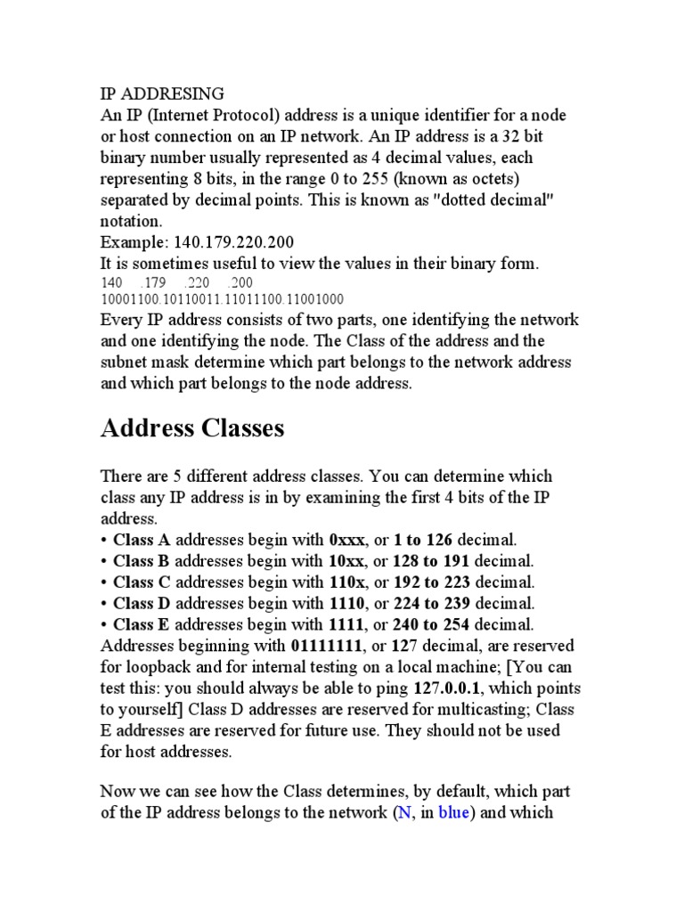 Ip Addresing | PDF | Ip Address | Network Protocols