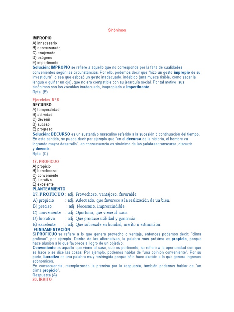 Sinónimos y Antónimos Esenciales | PDF | Tipología Lingüística | Física