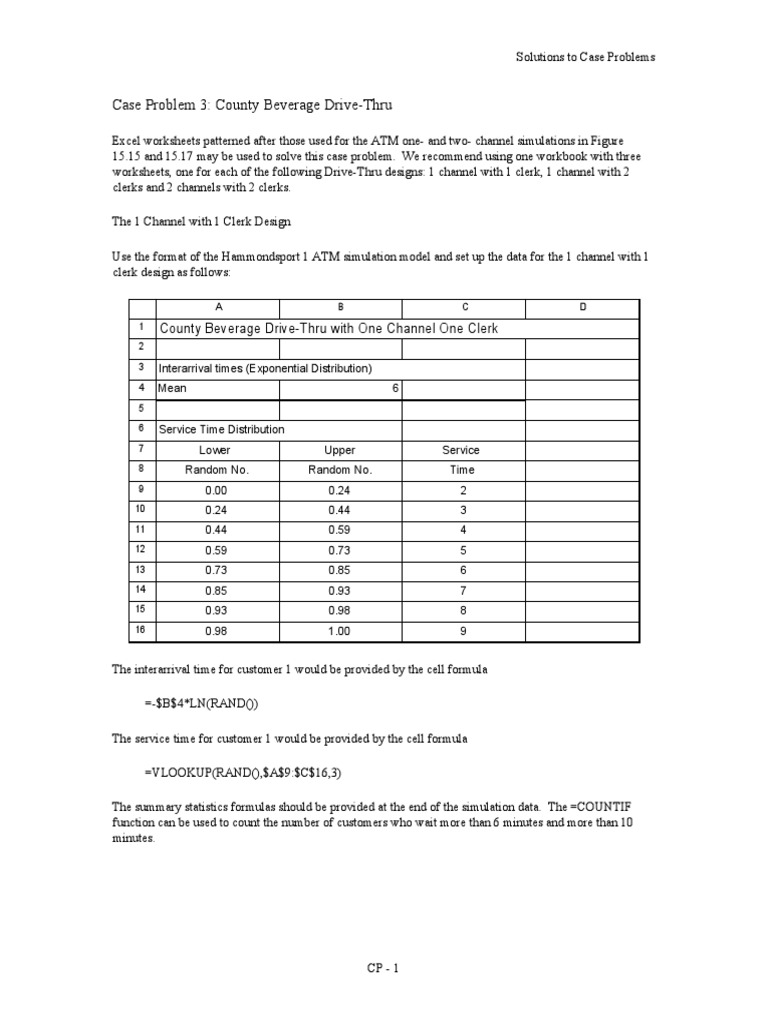 Case Problem 3 County Beverage Drive-Thru | PDF | Mean | Applied ...