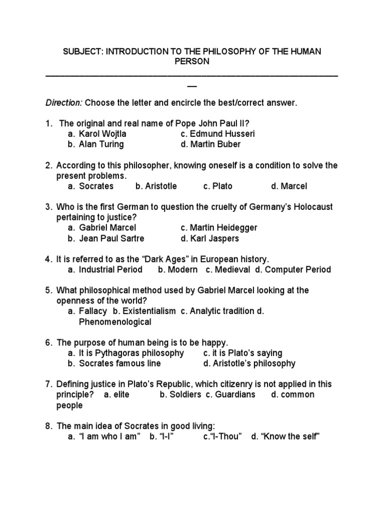 2nd Quarter Exam PHILOSOPHY 2021 2022 | PDF | Existentialism | Existence