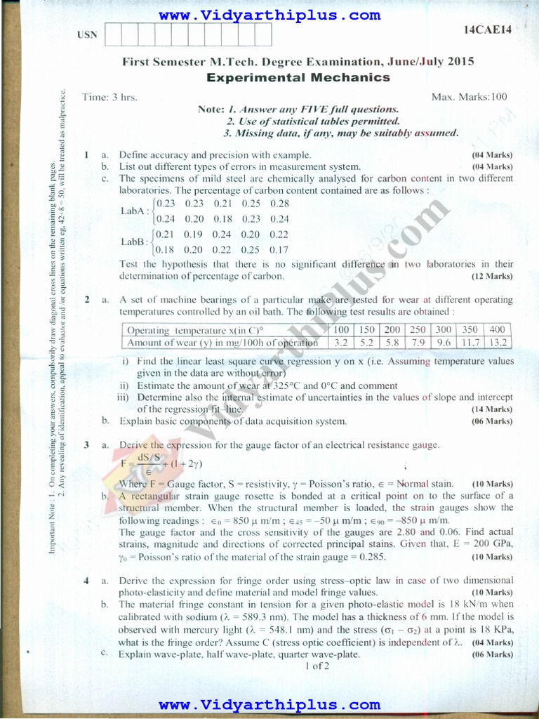 USN X, E/ Y: Experim N Mecha | PDF | Regression Analysis | Statistics