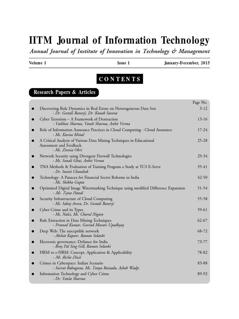 IITM Journal of Information Technology JIT 2015 | Download Free PDF ...