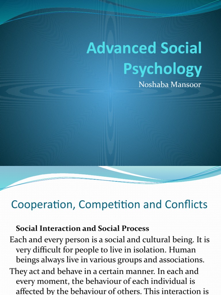 Adv. Social Psy COOPERATION, COMPETITION AND CONFLICTS | PDF ...