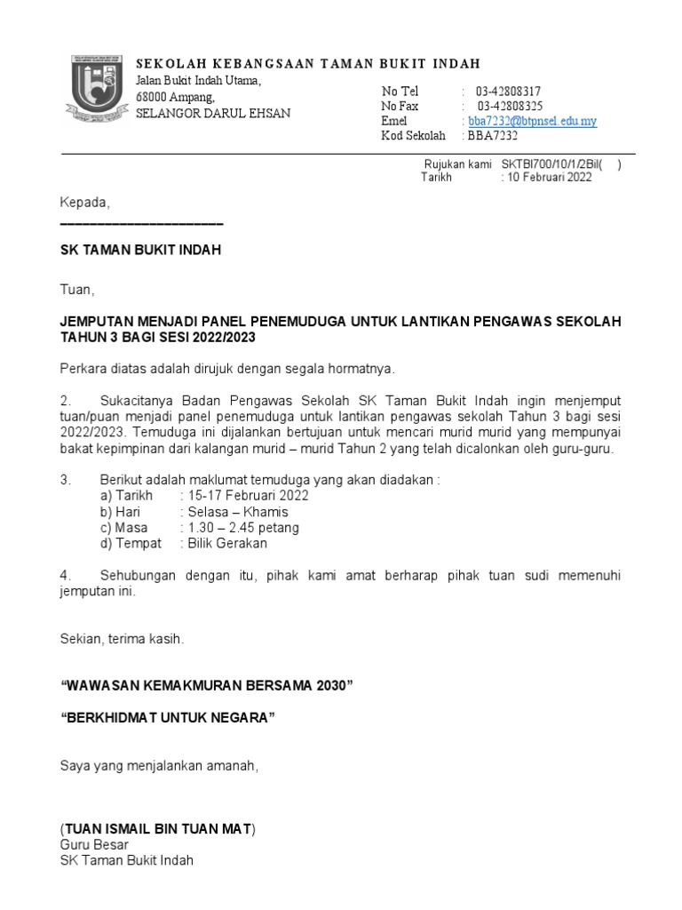 Surat Panel Temuduga | PDF