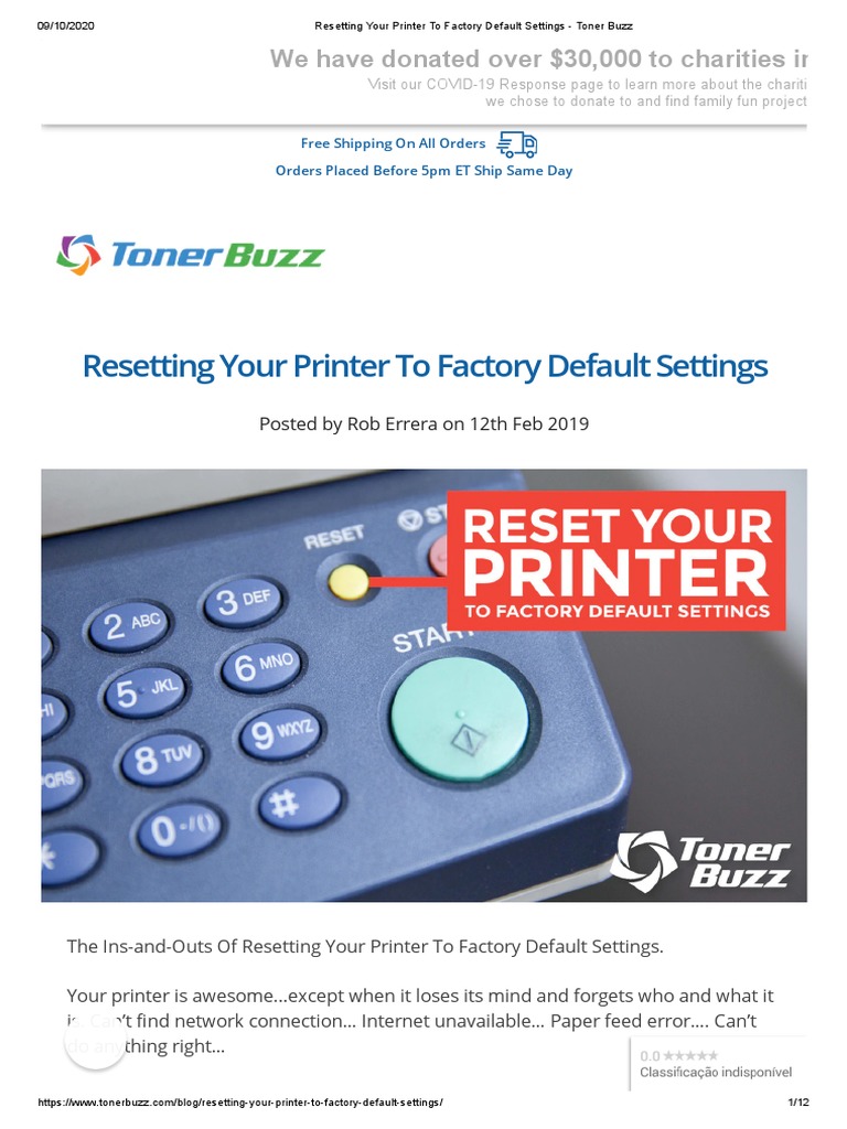 Resetting Your Printer To Factory Default Settings - Toner Buzz | PDF ...