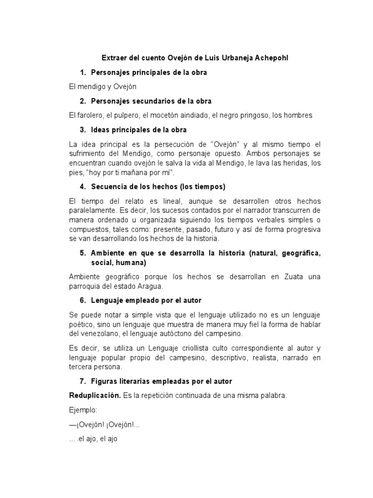 Extraer Del Cuento Ovejón de Luis Urbaneja Achepohl | PDF