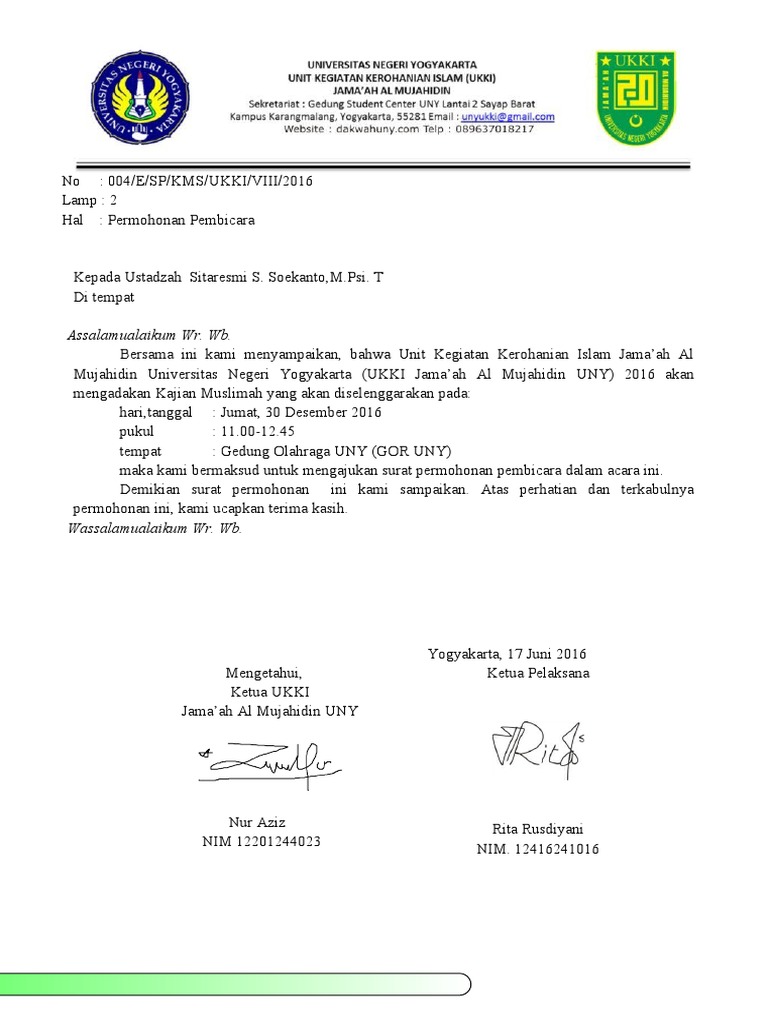 Surat Dan Tor Kajian Muslimah 30 Desember 2016-1 | PDF | Agama ...