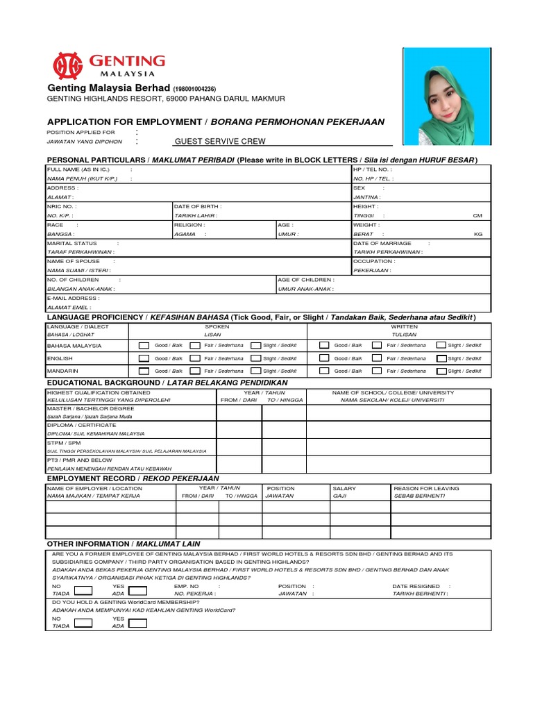 Application For Employment (Staff) v1 | PDF | Career And Technical ...