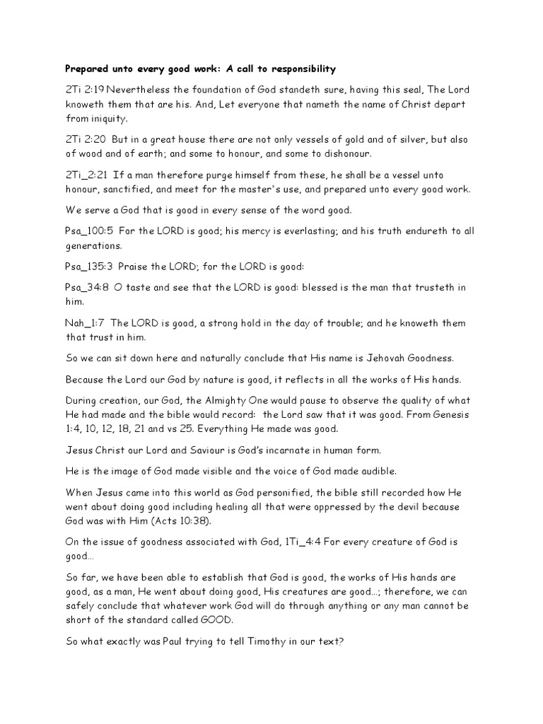 A Call To Responsibility | PDF | God | Jesus