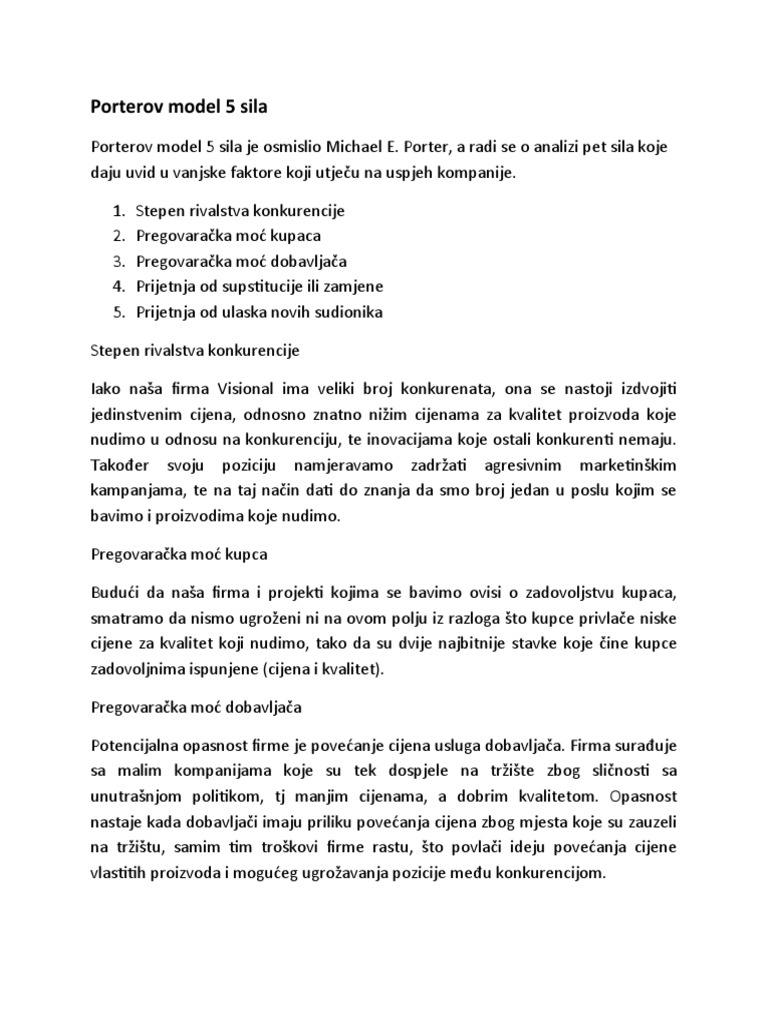Porterov Model 5 Sila | PDF