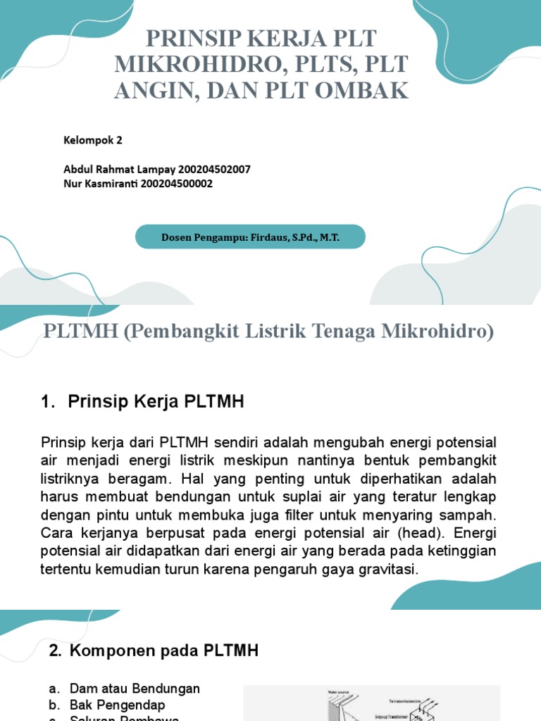Prinsip Kerja PLT Mikrohidro, PLTS, PLT Angin, Dan PLT Ombak | PDF
