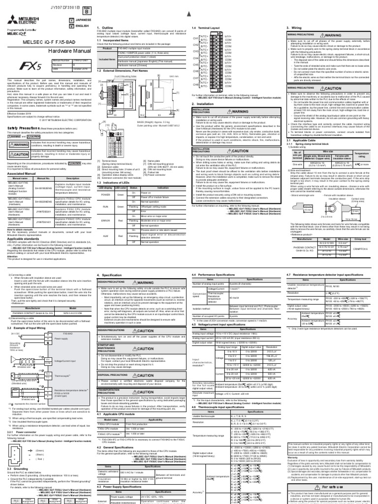 FX5-8AD Module Safety & Wiring Guide | PDF | Electrical Wiring ...