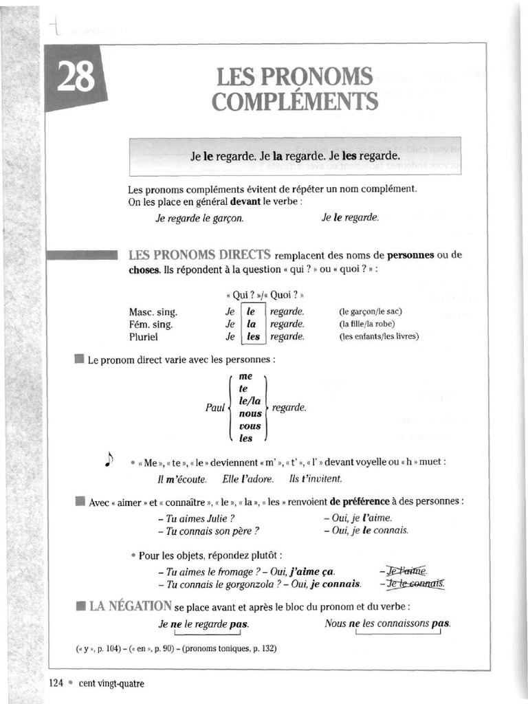 Exercices sur les pronoms compléments | PDF | Pronom | Genre grammatical
