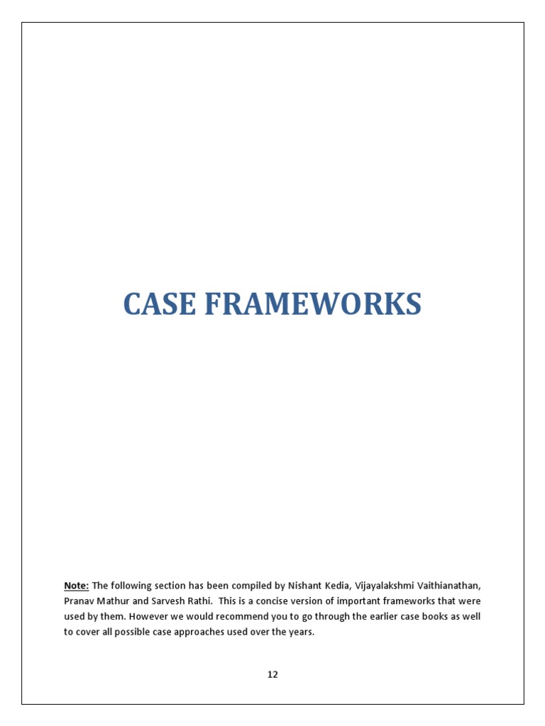 ISB - Co2014 Consulting Case Book - Frameworks | PDF | Pricing | Logistics