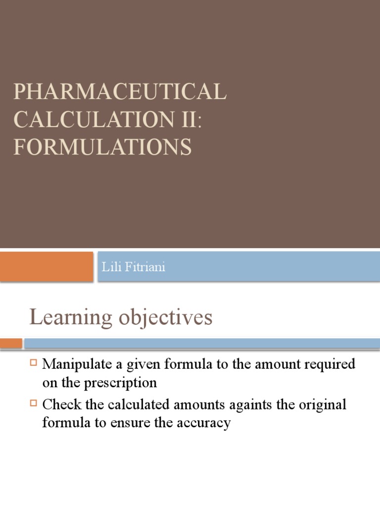 Pharmaceutical - Formulations | PDF