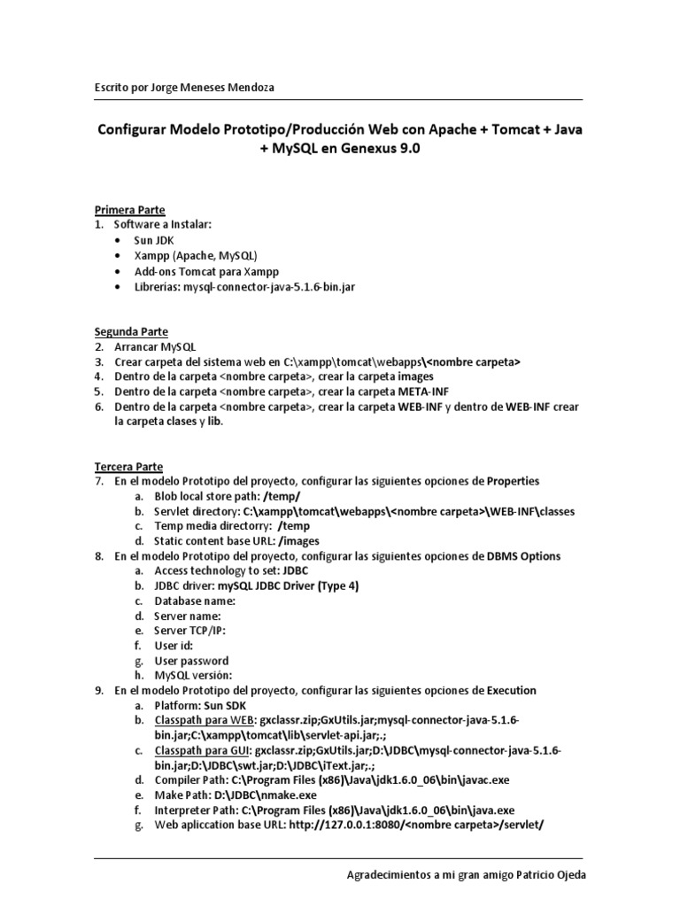 Configuración de Genexus con Tomcat y MySQL | PDF | Java (lenguaje de ...