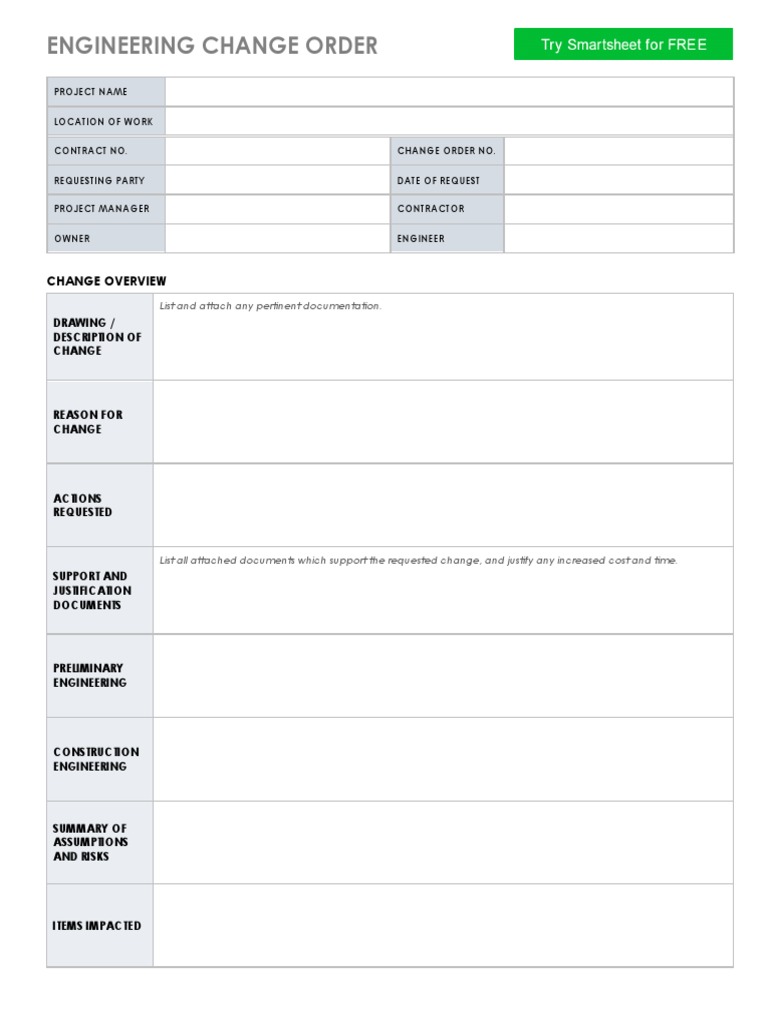Engineering Change Order Template | PDF | Economies | Reliability ...